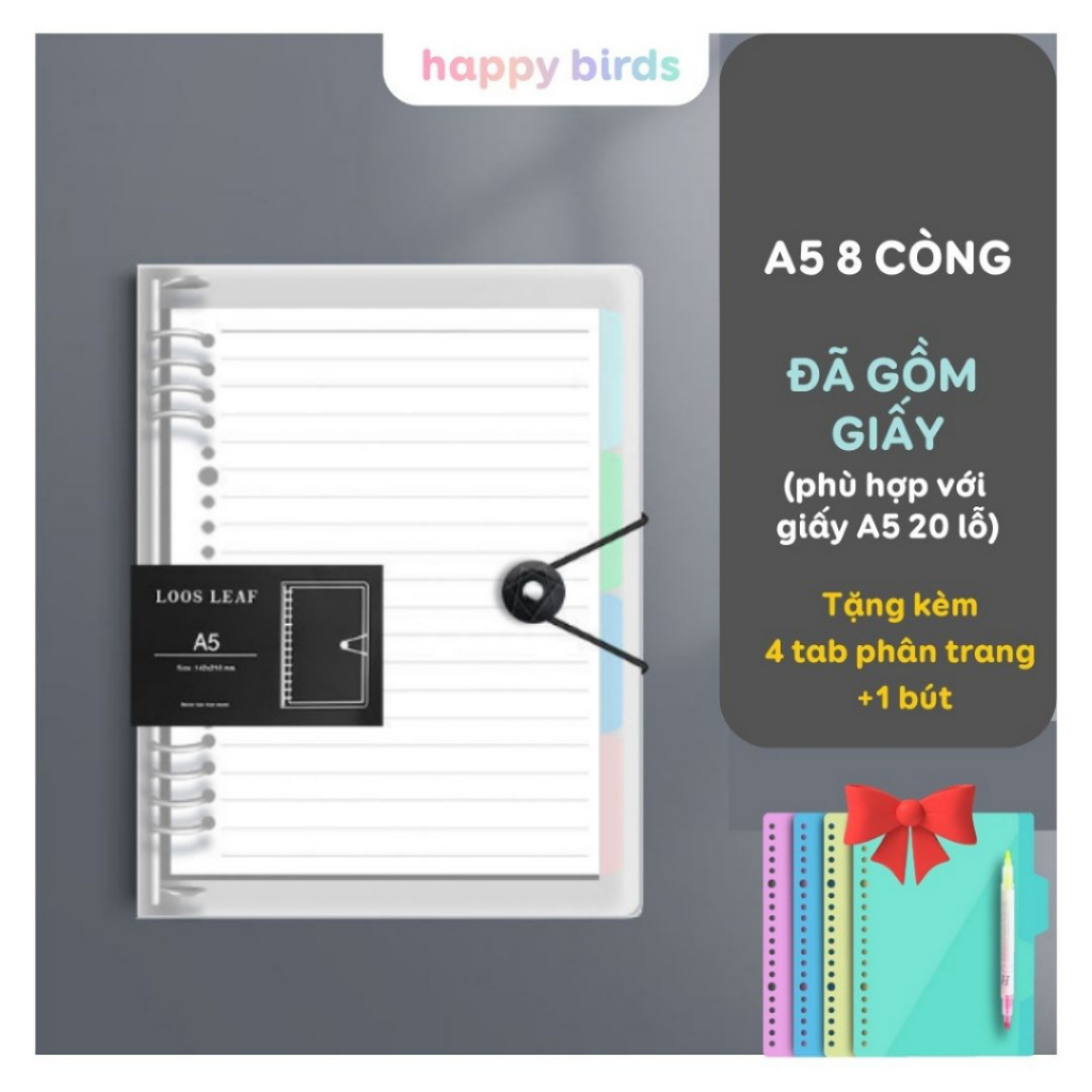 Sổ còng a5 caro kẻ ngang chấm dot binder 20 8 còng sổ tay ghi chú ruột ...