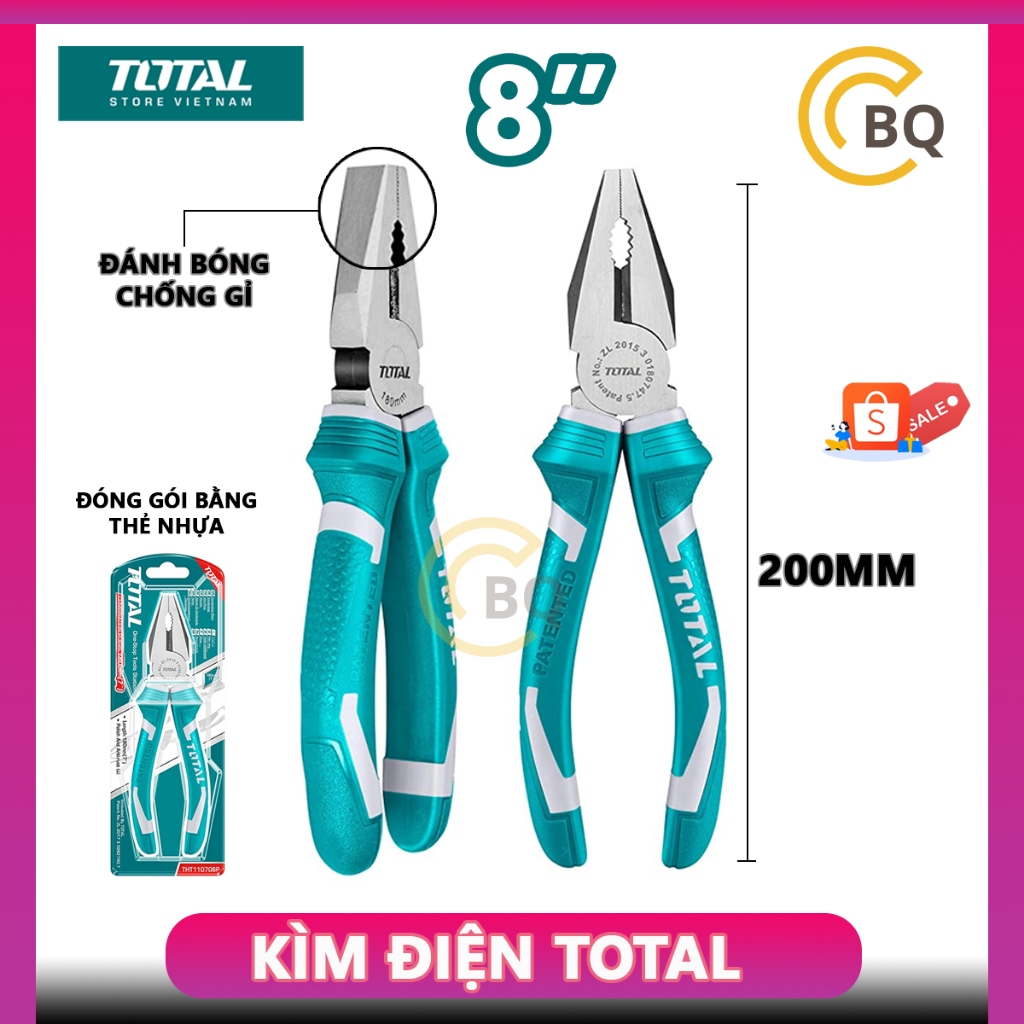 Kềm răng 6'' 7'' 8'' Total THT110606P THT110706P THT110806P kìm cắt dây điện đánh bóng chống gỉ ...