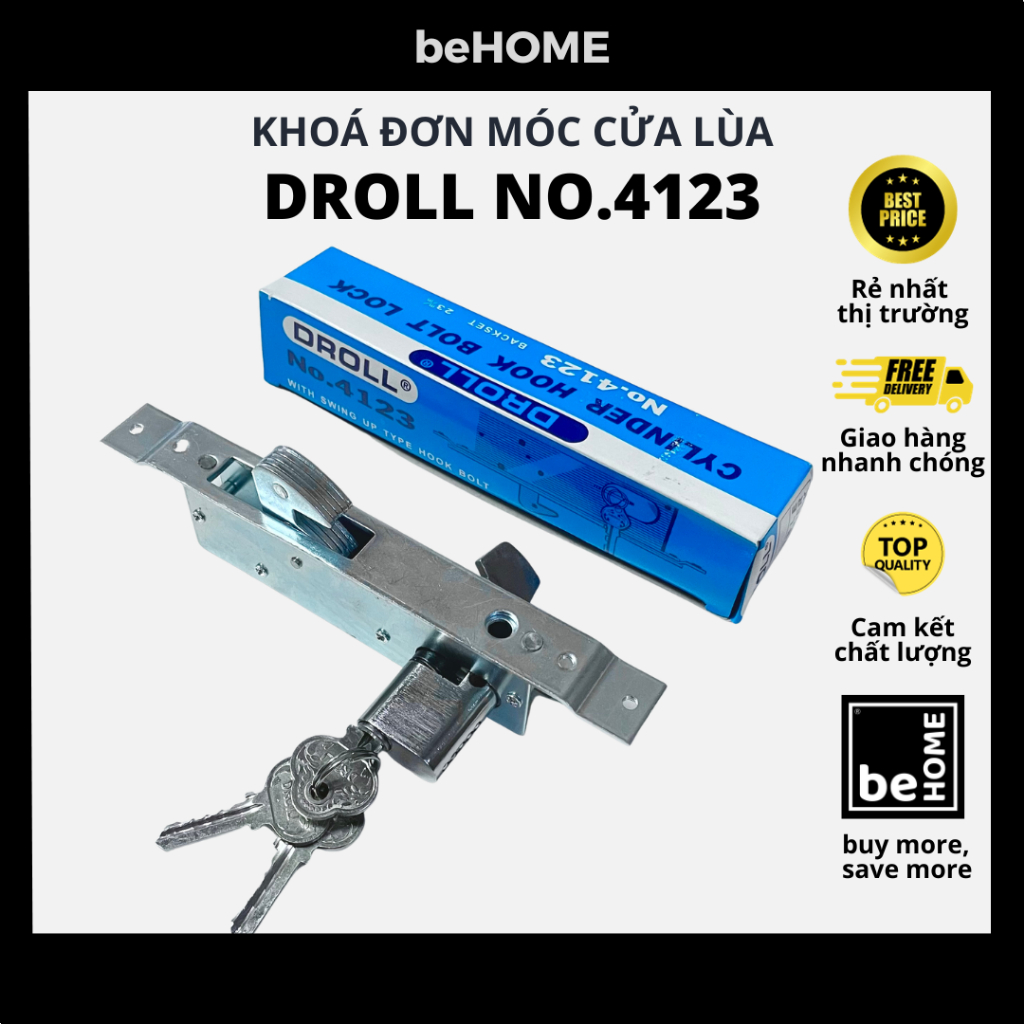 KHOÁ DROLL CỬA SẮT KÉO ĐÀI LOAN - Khoá Đơn móc cửa sắt lùa (hộp xanh ...