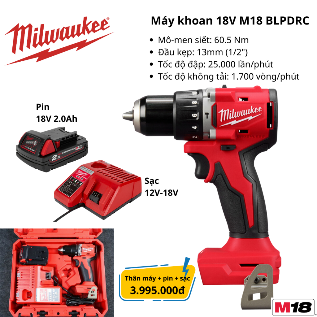 Máy khoan Milwaukee, máy vặn vít Milwaukee 18V và 12V. Chính hãng bảo ...