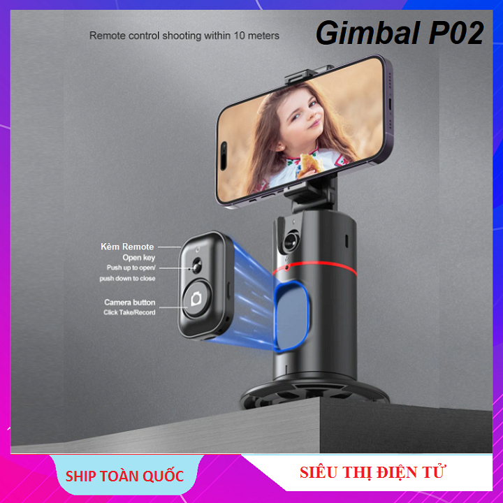 Gimbal P02 Kèm Remote, Quay 360 Độ, Selfie, Review, Livestream, Gymbal ...