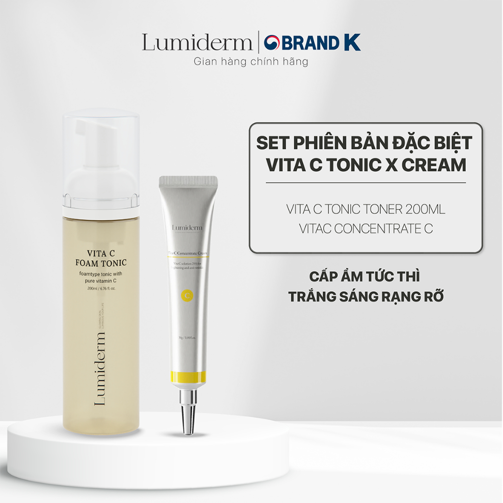 Combo cấp ẩm Lumiderm Vita C Tonic Toner 200ml + Vita C Concentrate ...