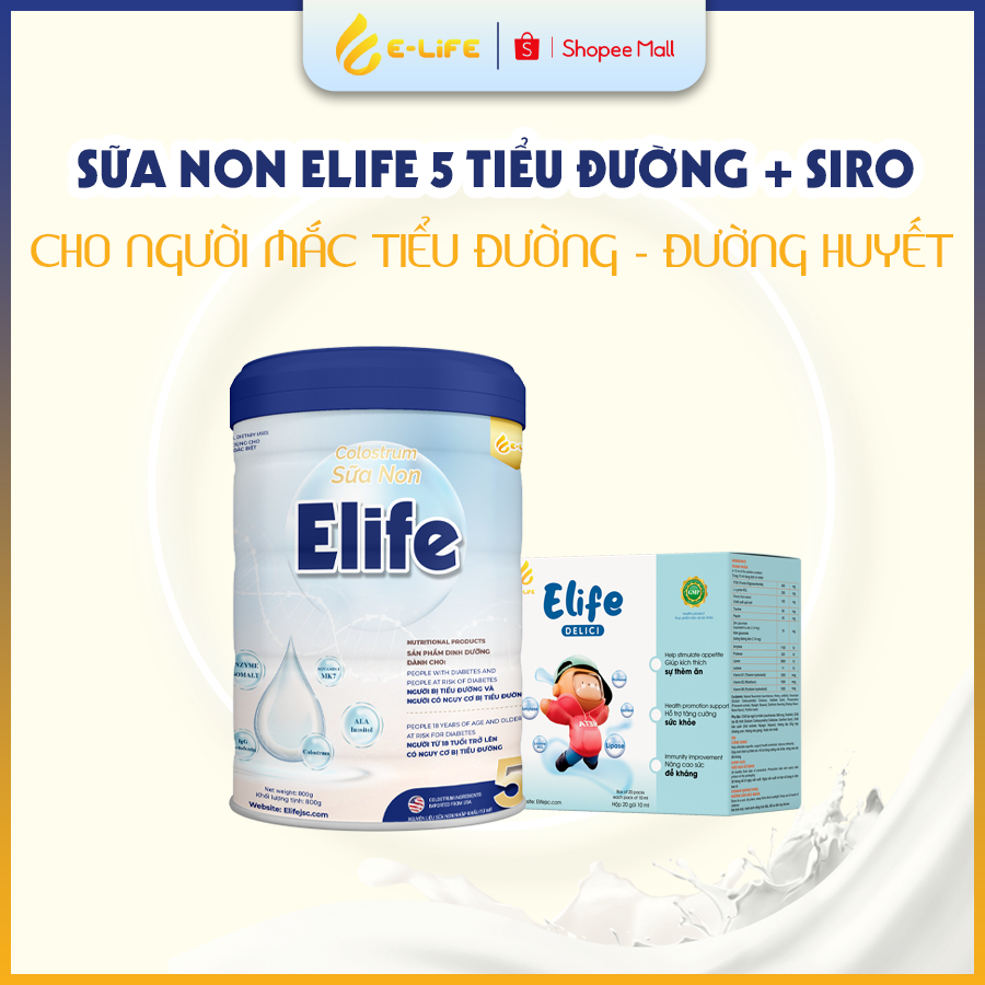 ⚡️Combo Sữa non Elife 5 (800g) + Siro Dành Cho Người Bị Tiểu Đường Từ 18 Tuổi Giúp Ổn Định Đường ...