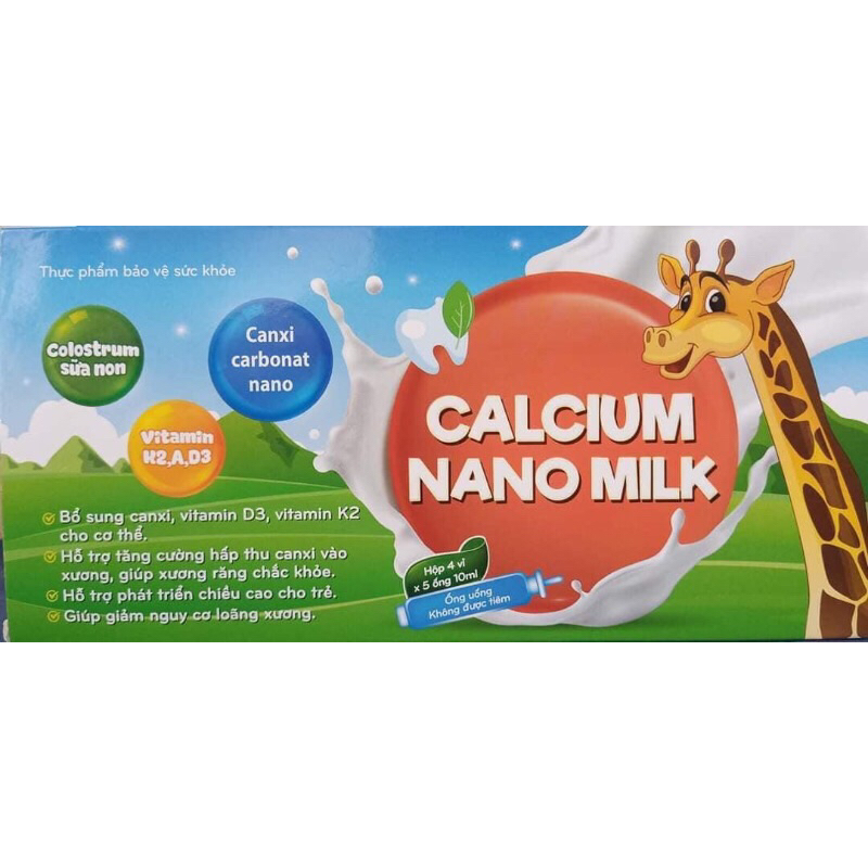 Calcium Nano MILK hộp 20 ống - Bổ sung canxi, vitamin K2, vitamin D3 ...