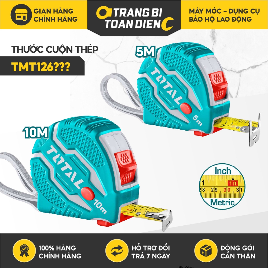 Thước cuộn Total TMT126031 TMT126052 TMT126101 chiều dài 3m/5m/10m có ...