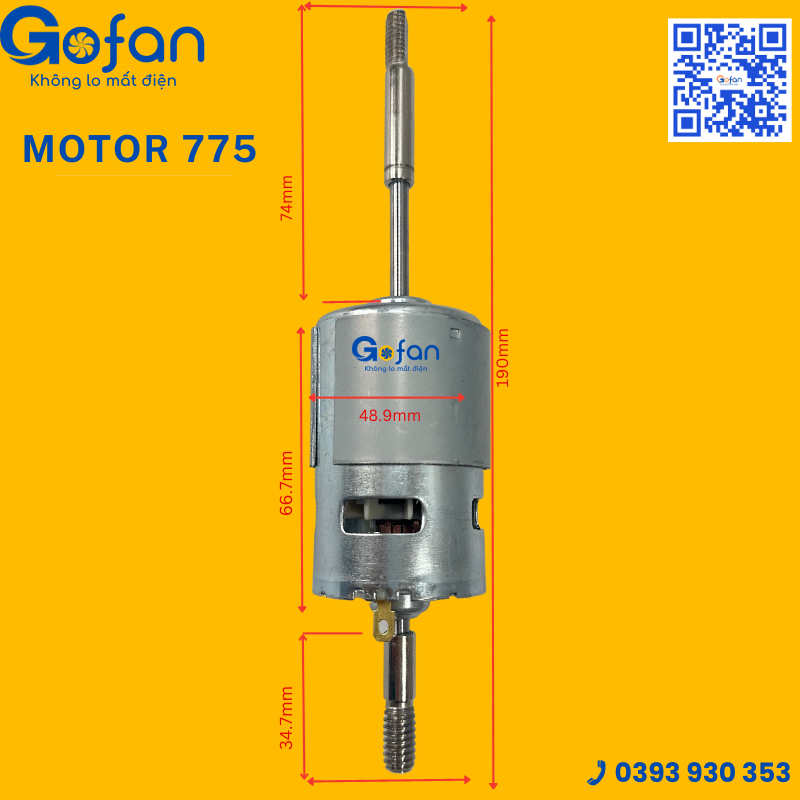 Motor 775 quạt 12V/24V 545-555-775-chế quạt kẹp bình 12V/24V- gofan-mô ...