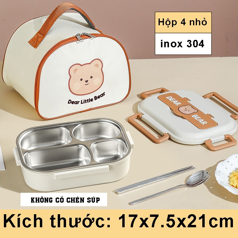 Hộp Đựng Cơm Giữ Nhiệt Dear Bear INOX 304 - Tặng Túi Giữ nhiệt + Bộ dụng cụ ăn | Shopee Việt Nam