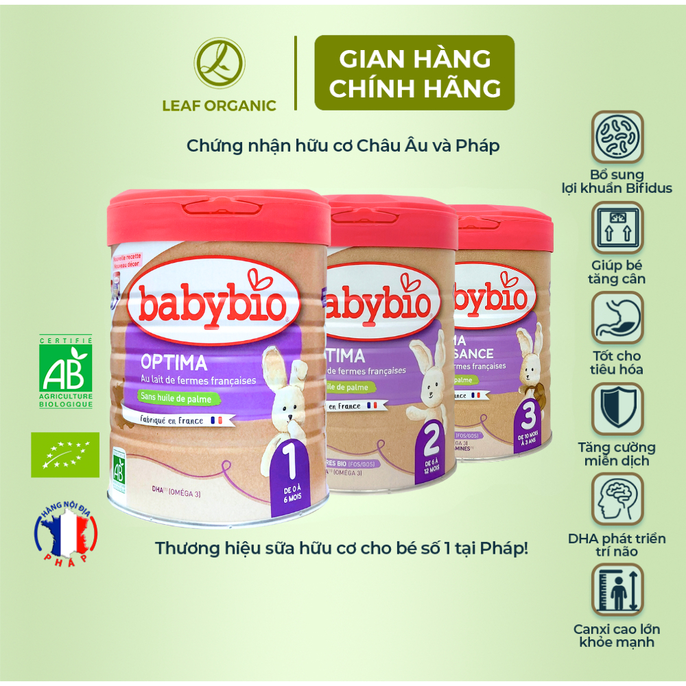 Sữa bò hữu cơ Babybio số 2 dòng Optima bổ sung lợi khuẩn 800g (6 - 12 tháng) | Shopee Việt Nam