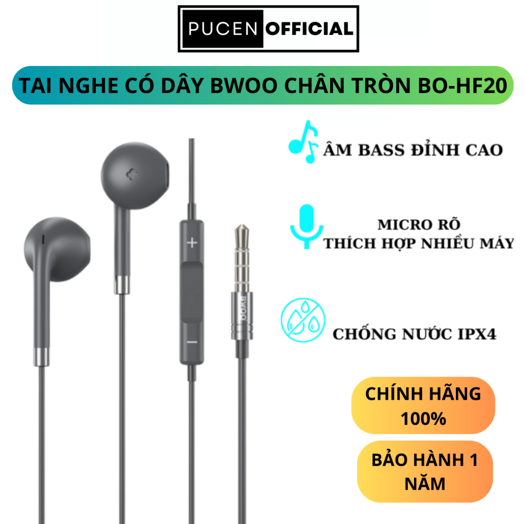 Tai nghe có dây chân 3.5 Bwoo BO-HF20 cho các dòng máy điện thoại máy tính máy nghe nhạc BH 12 ...