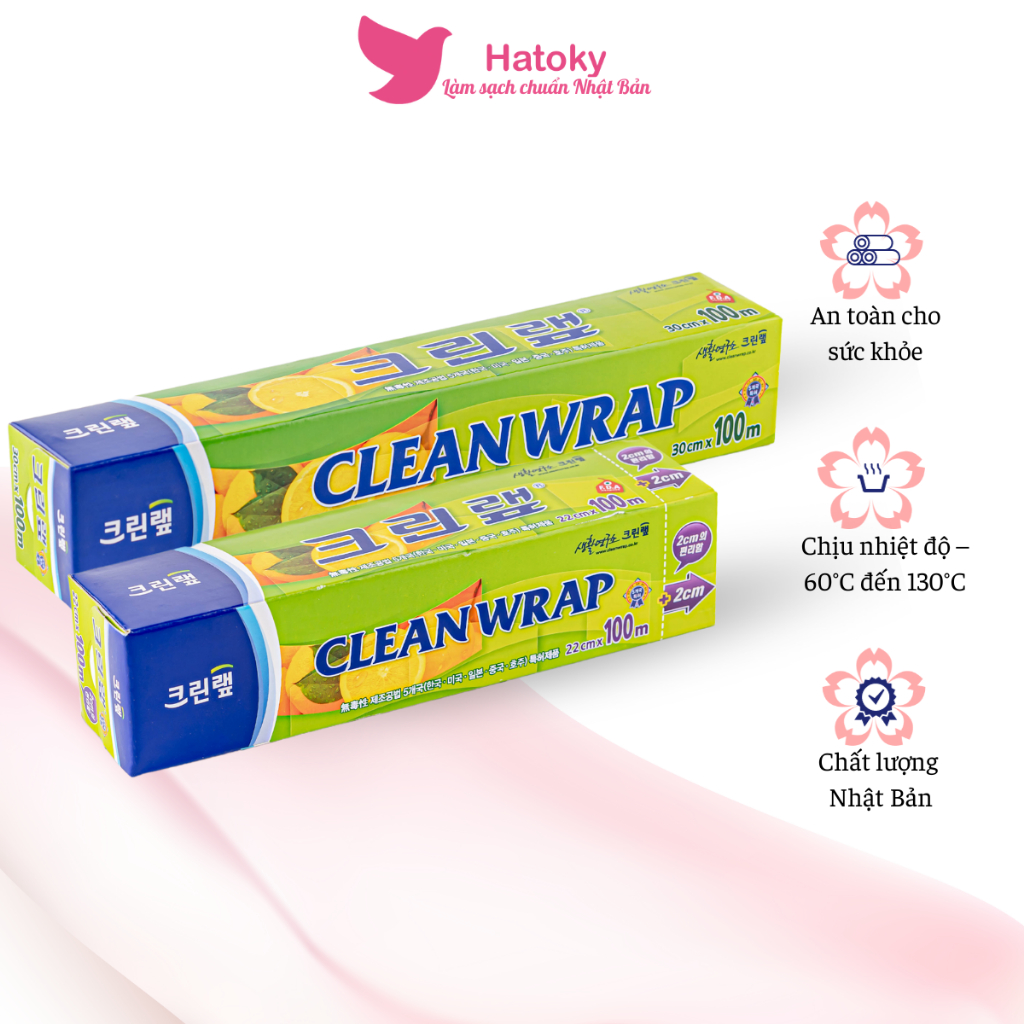 Màng bọc thực phẩm Clean wrap Nhật Bản co giãn 4 chiều, độ dài 30 cm ...