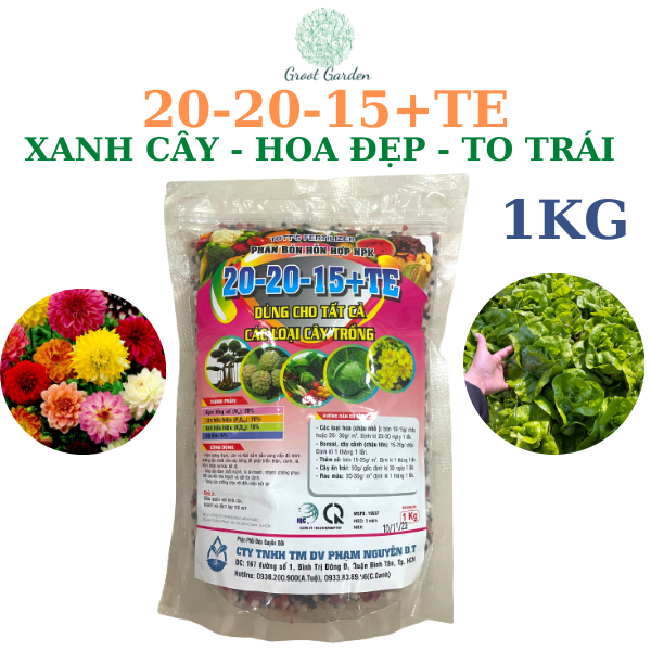 Phân bón NPK 20-20-15 TOTT's fertilizer dùng cho hoa cây cảnh gói 1kg ...