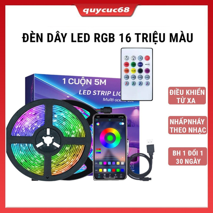 Đèn Dây Led RGB 16 Triệu Màu 10m 5m Điều Khiển Bằng Điện Thoại, Nháy ...