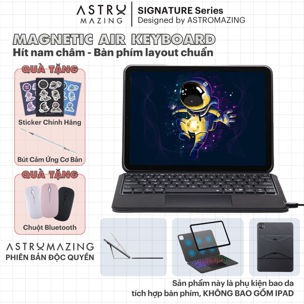 [keyboard Air Magnetic] Bao Da Tích Hợp Bàn Phím Astromazing Magnetic