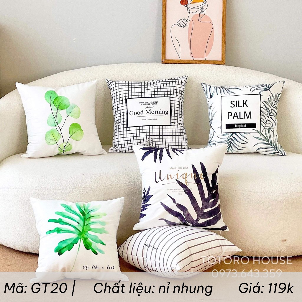 Vỏ Gối sofa 2 mặt GT20 TOTORO HOUSE tựa lưng trang trí sofa decor size ...