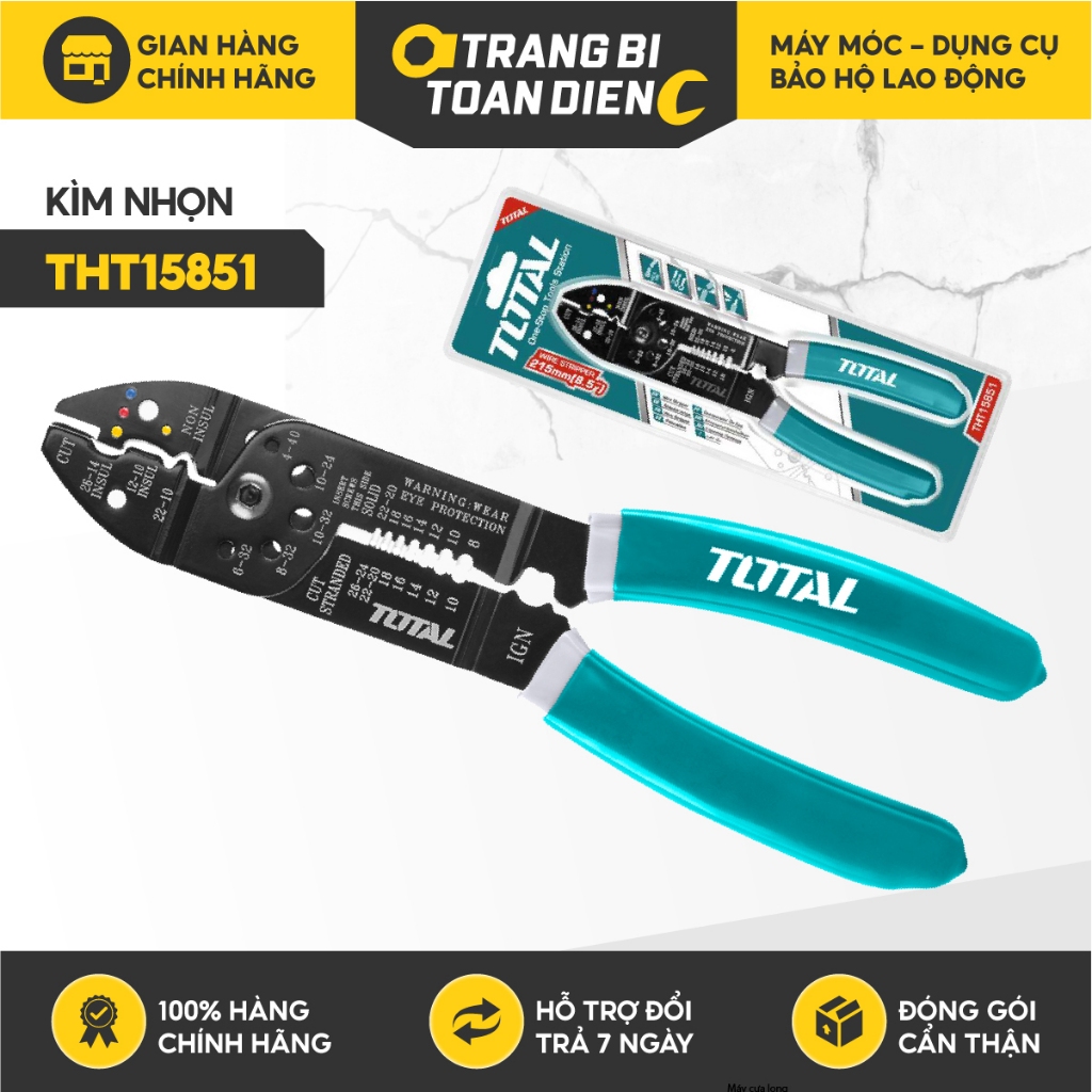 Kìm tuốt dây điện Total THT15851 THT15101 kích thước 215mm - 245mm chất ...