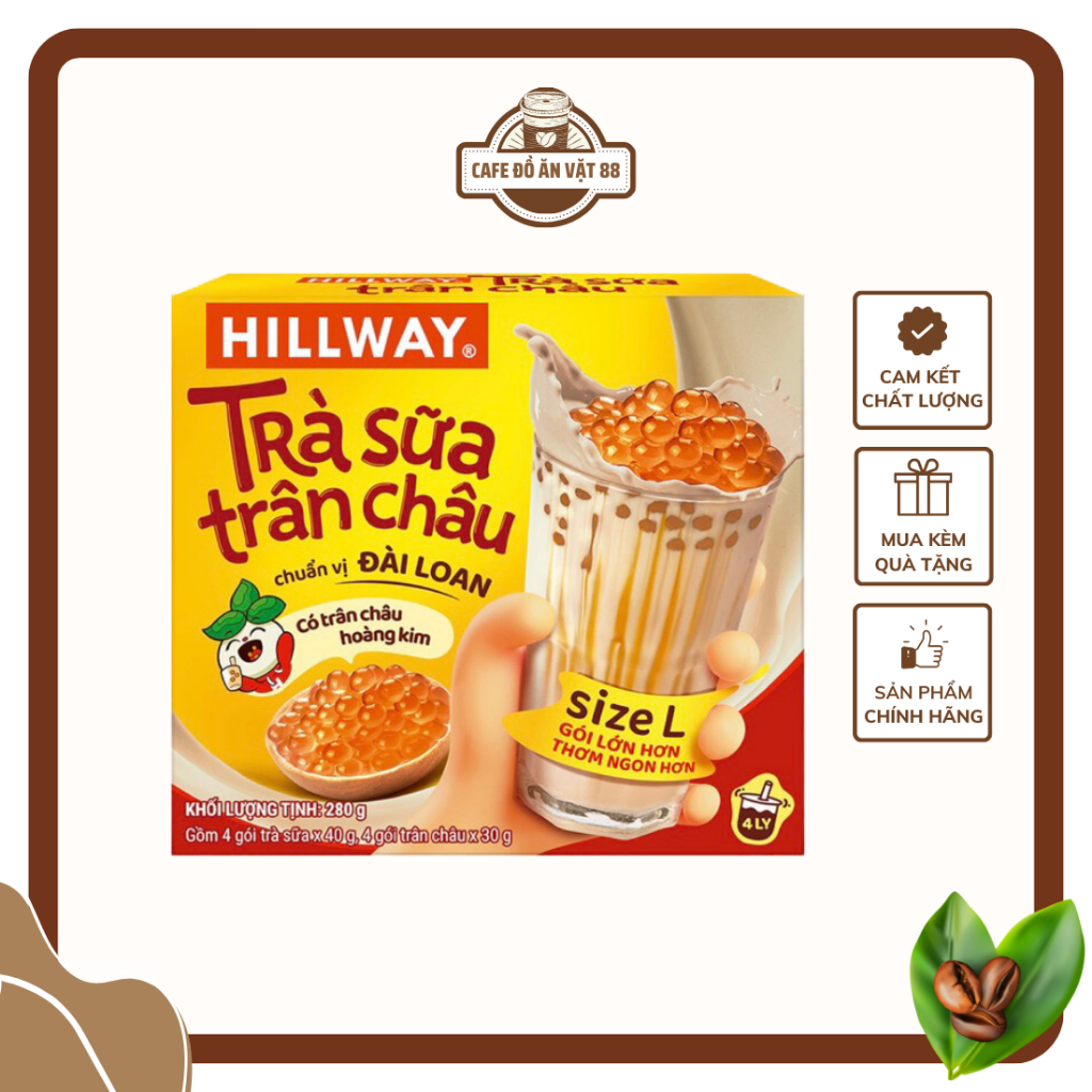 Trà Sữa Trân Châu Hoàng Kim - Hillway, size L (hộp 4 gói trà sữa, 4 gói trân châu) | Shopee Việt Nam