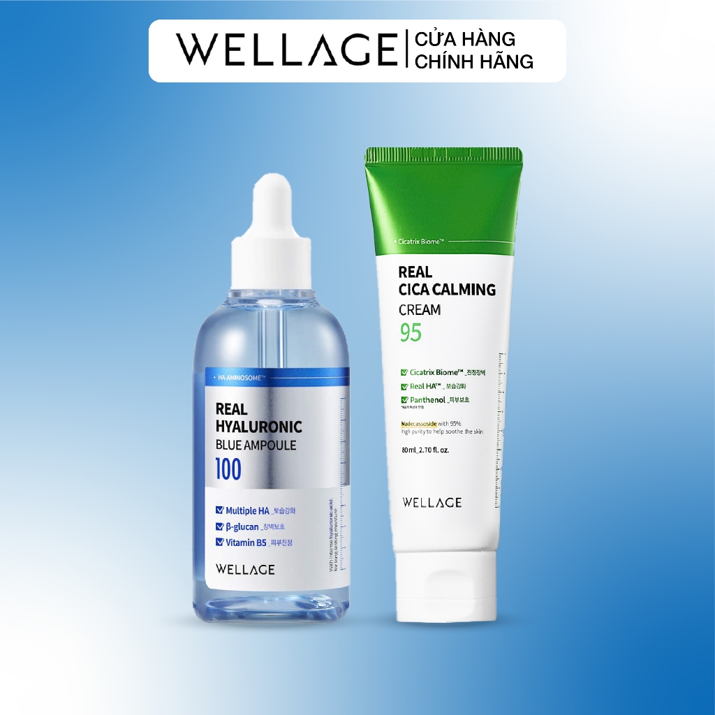 Combo Ampoule Real HA TM Wellage 75ml Và Kem dưỡng Cica WELLAGE Real ...