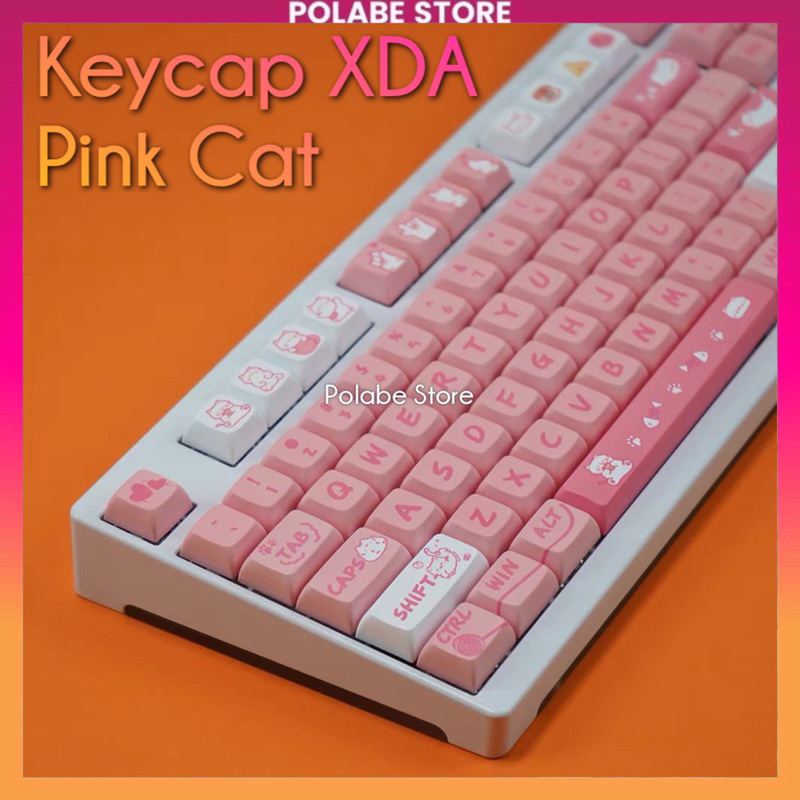 Keycap Pink Cat XDA Profile PBT dyesub dùng trên nhiều layout bàn phím ...
