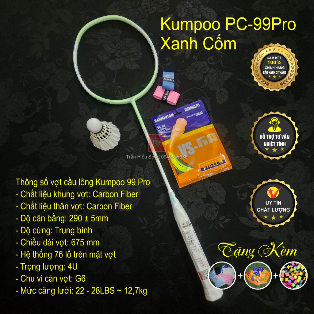 [Chính hãng]Vợt cầu lông KUMPOO K520Pro/K520S/PC-77/PC-99Pro/SAKURA kèm Túi + Cước + QC[Siêu ...