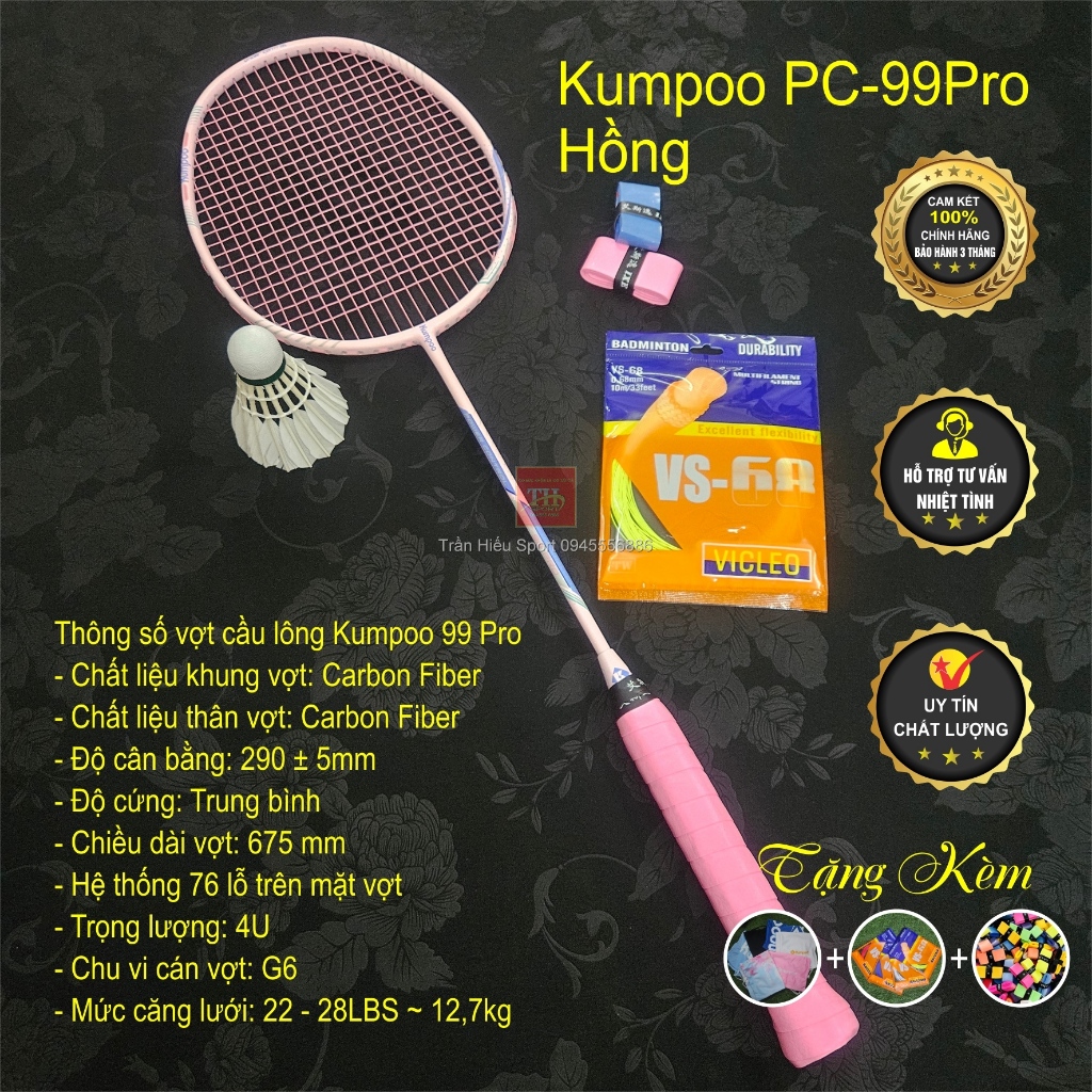 [Chính hãng]Vợt cầu lông KUMPOO K520Pro/K520S/PC-77/PC-99Pro/SAKURA kèm Túi + Cước + QC[Siêu ...