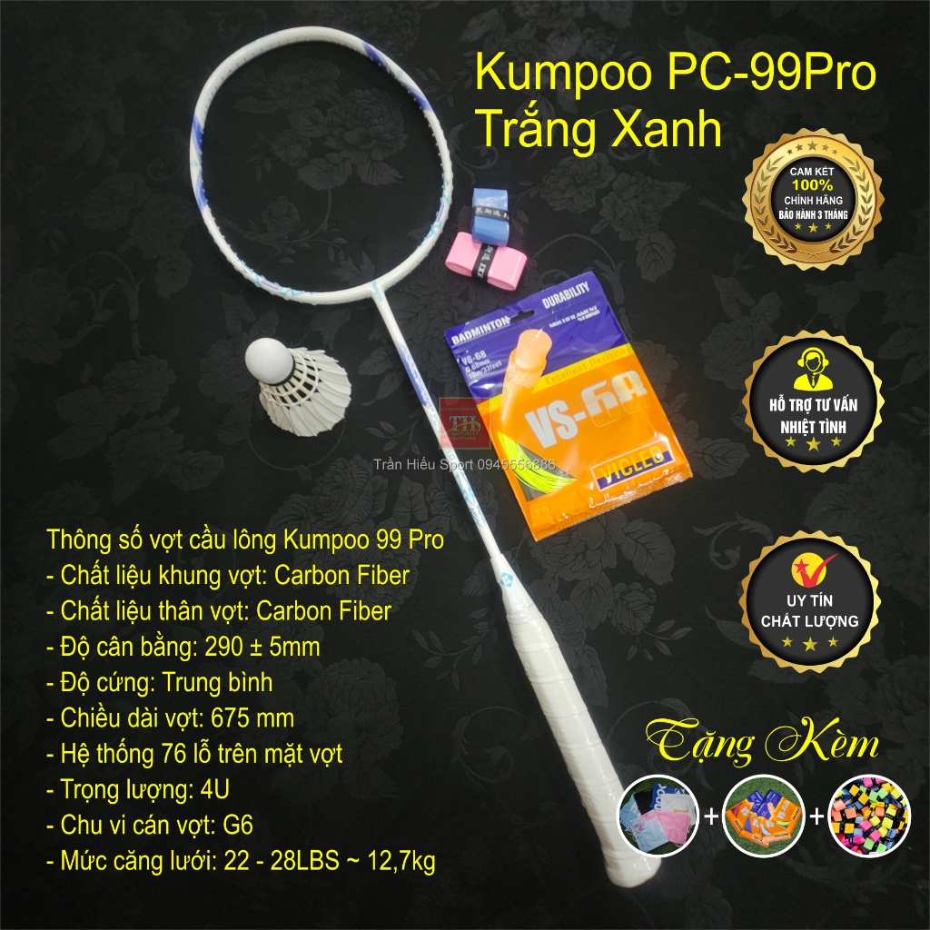 [Chính hãng]Vợt cầu lông KUMPOO K520Pro/K520S/PC-77/PC-99Pro/SAKURA kèm Túi + Cước + QC[Siêu ...