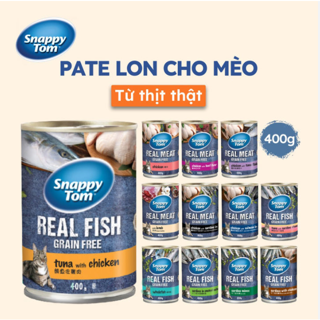 Pate thịt hộp cho mèo Snappy Tom lon 400g | Shopee Việt Nam