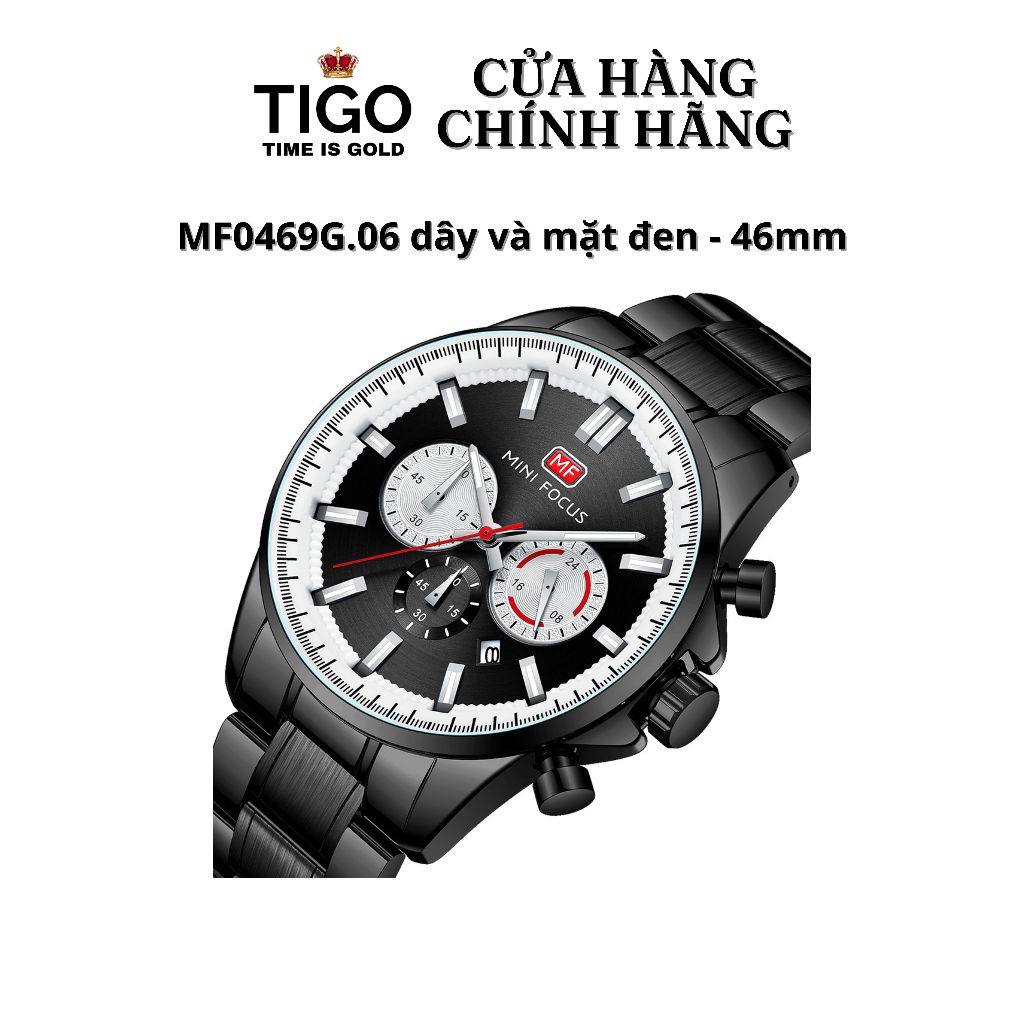 Đồng Hồ Nam MINI FOCUS MF0469G.06 Dây Thép Đen Mặt Đen Thép Không Gỉ Mặt Tròn 46mm | Shopee Việt Nam