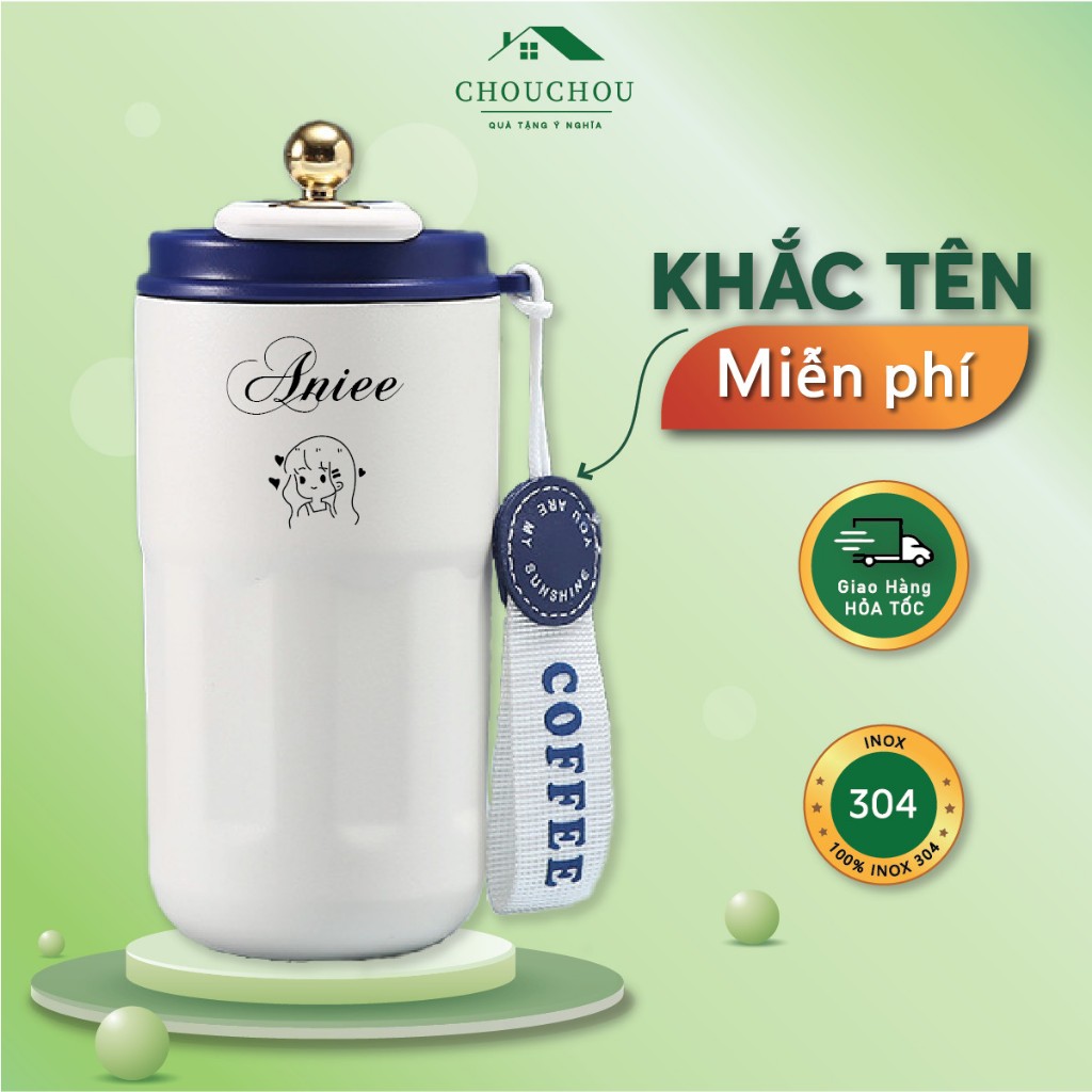Cốc giữ nhiệt CHOUCHOU Holic có LED hiển thị NHIỆT ĐỘ - Bình giữ nhiệt Inox 316, 420ml phù hợp ...
