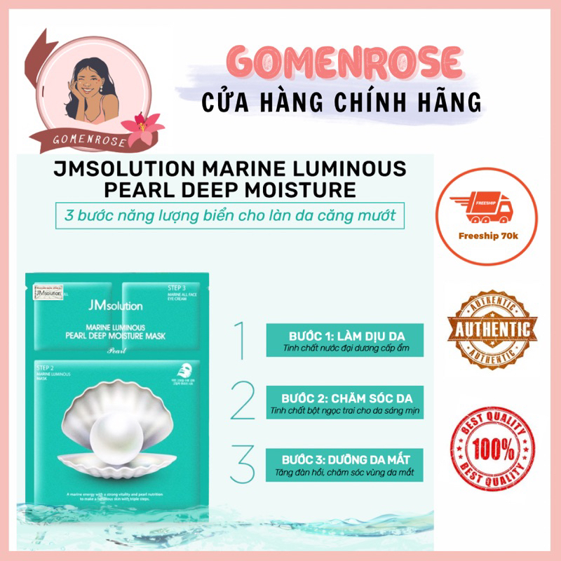 [AUTHENTIC 100%] Mặt nạ dưỡng trắng da ngọc trai Jmsolution Marine Luminous Pearl Deep Moisture ...