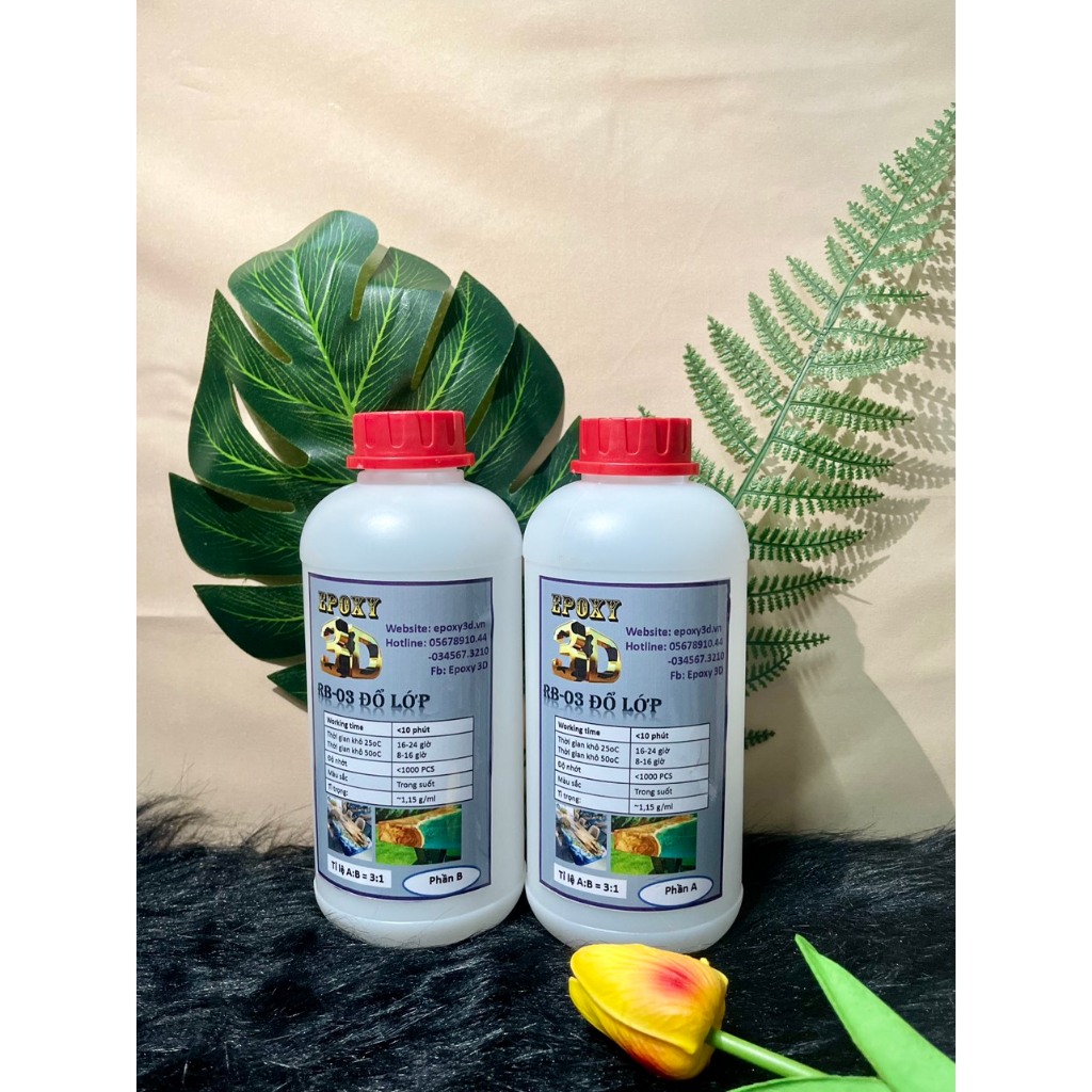 Bộ 0.5-2KG Keo epoxy Resin-03 Hàn Quốc trong suốt tỉ lệ 3-1 hai thành ...
