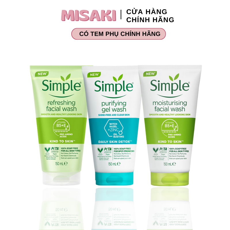 Sữa Rửa Mặt Simple, SRM Simple, Gel Rửa Mặt Cho Da Dầu Mụn Dưỡng Ẩm Da ...