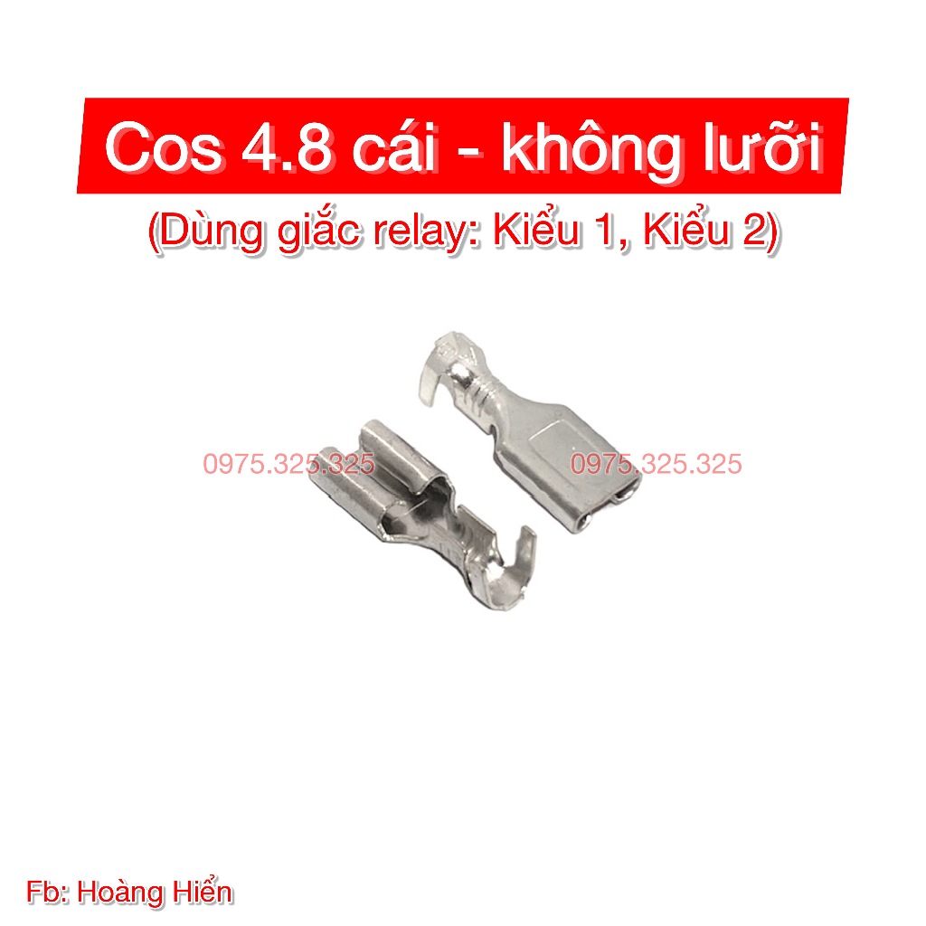 [50 đầu] cos 4.8 CÁI - không lưỡi, dùng cho giắc relay Kiểu 1 2 - cosse ...