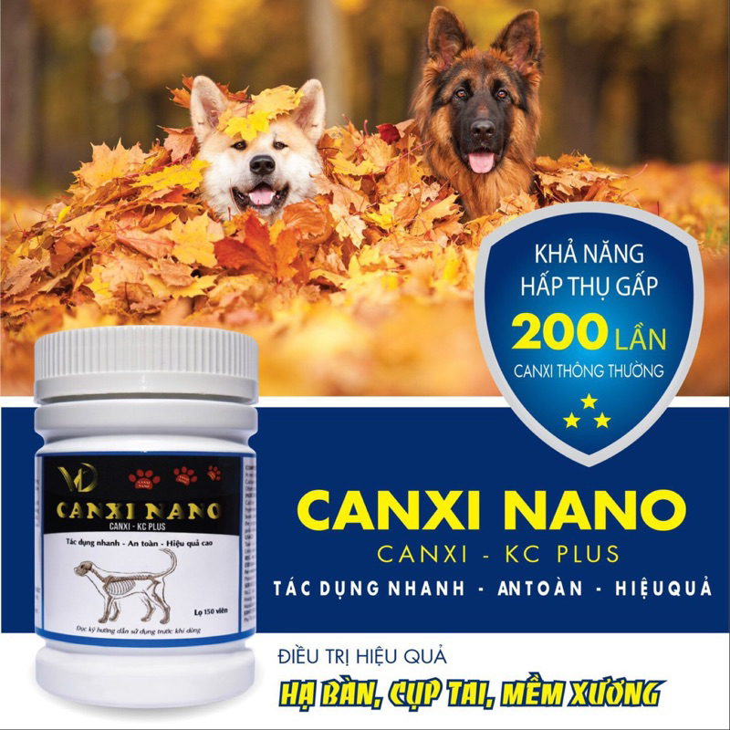 Canxi nano VD dành cho chó mèo 150v - chống hạ bàn, cong xương, mềm ...