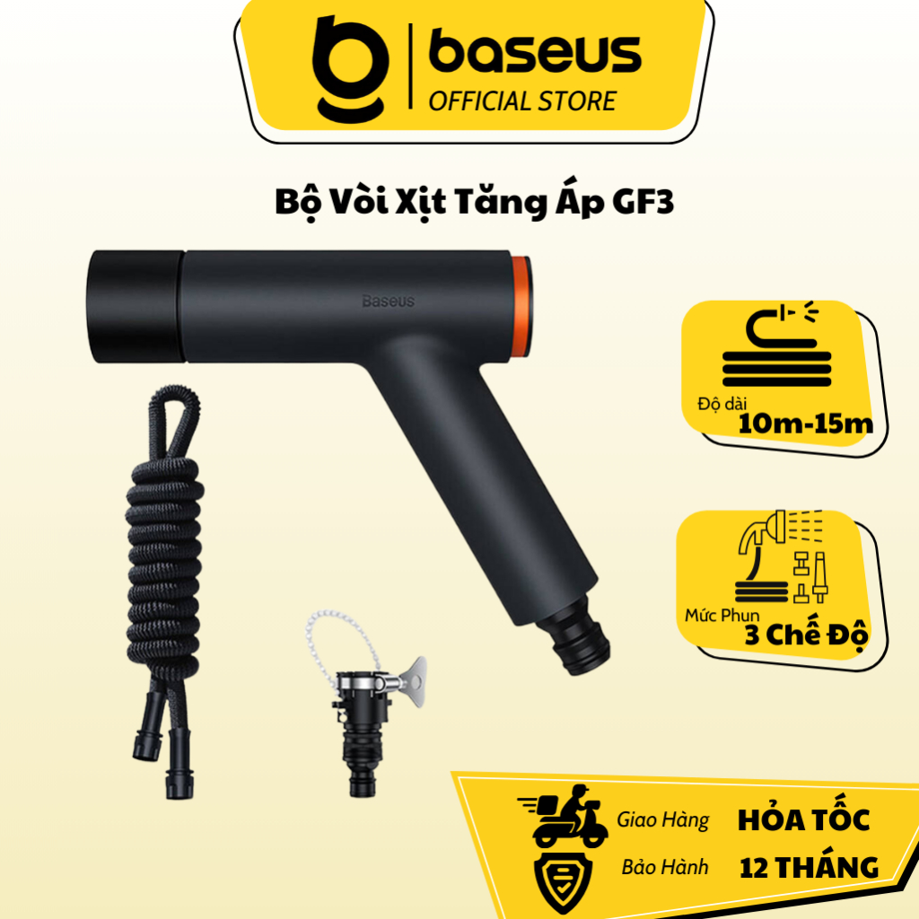 Bộ Vòi Xịt Rửa Ô Tô Tăng Áp Baseus GF3 Car Wash Spray Nozzle 3 Chế Độ ...