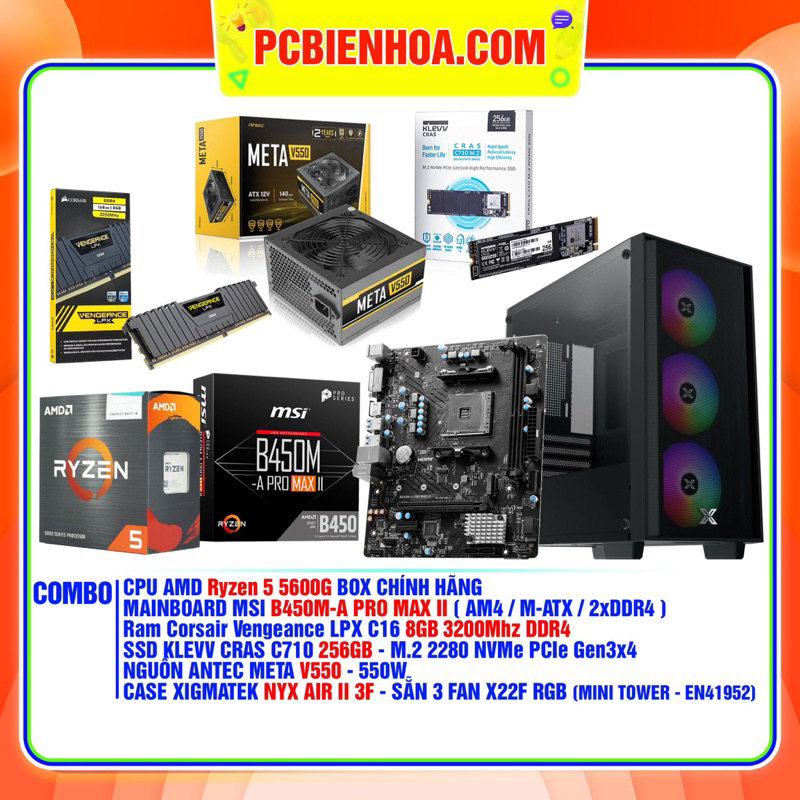 PCBH AMD 5600G ( RYZEN 5 5600G / B450M / 8GB / 256GB ) | Shopee Việt Nam