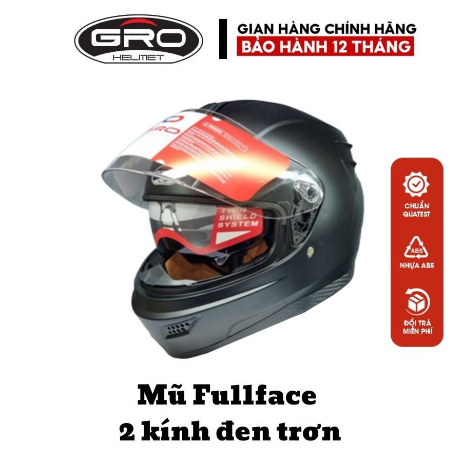 Mũ bảo hiểm có cằm GRO HELMET ST26 2 kính sơn đen trơn nhám dành cho ...