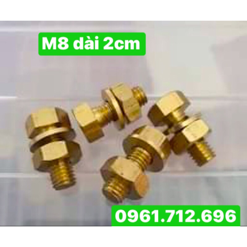 Ốc đồng thau M8 dài 2cm ,(bulong-ecu -longden phẳng) | Shopee Việt Nam