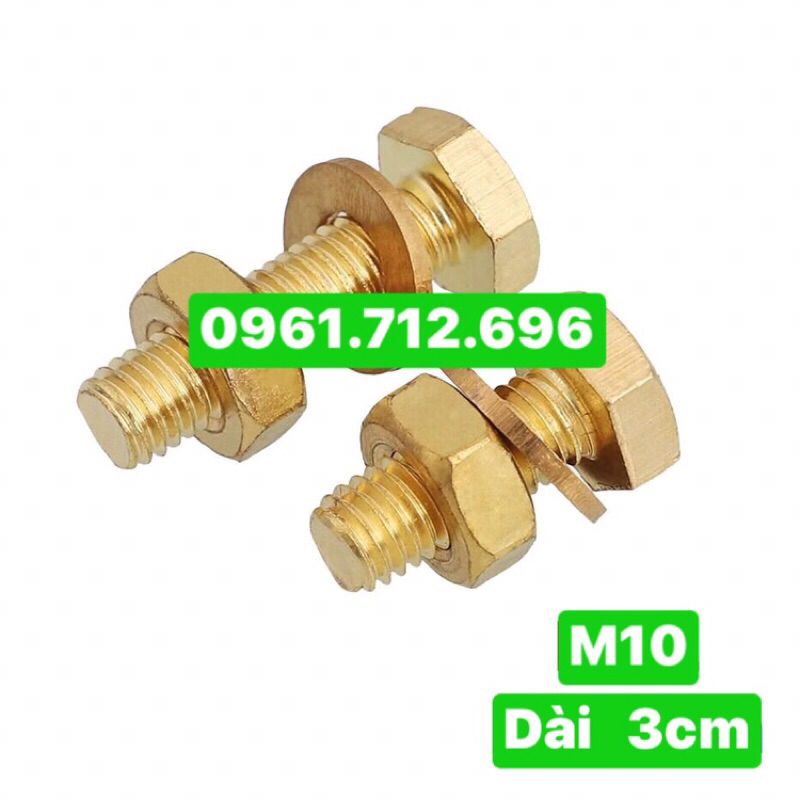 Ôc đồng M10 dài 3cm ,(trọn bộ bulong-ecu -longden) | Shopee Việt Nam