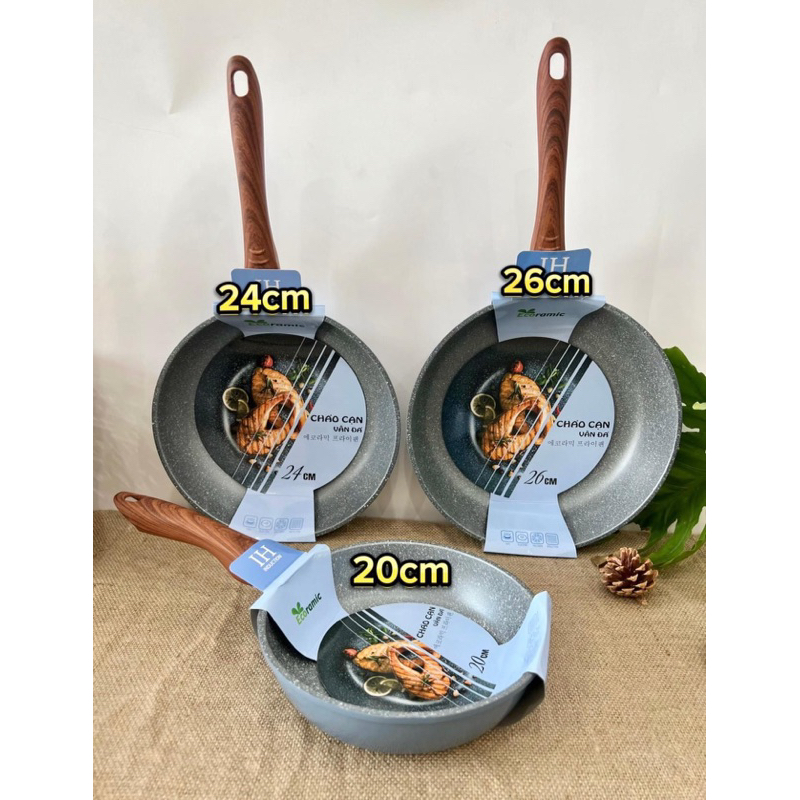 Chảo Chống Dính Vân Đá Đáy Từ Ecoramic Cạn Lòng 20 24 26 28 30CM | Shopee Việt Nam