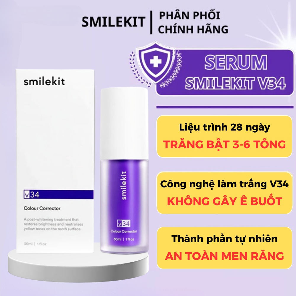 Serum làm trắng răng SmileKit V34, tinh chất làm trắng răng Tẩy Trắn Răng Chống Nhạy Cảm 30ml ...
