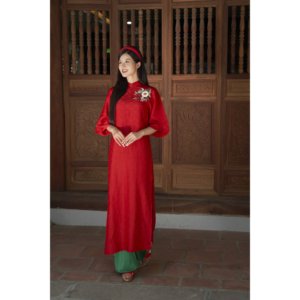 Áo Dài Cách Tân Thiết Kế Mộc Lâm Tơ Tằm Cao Cấp Thêu Tay_AD09 | Shopee Việt Nam