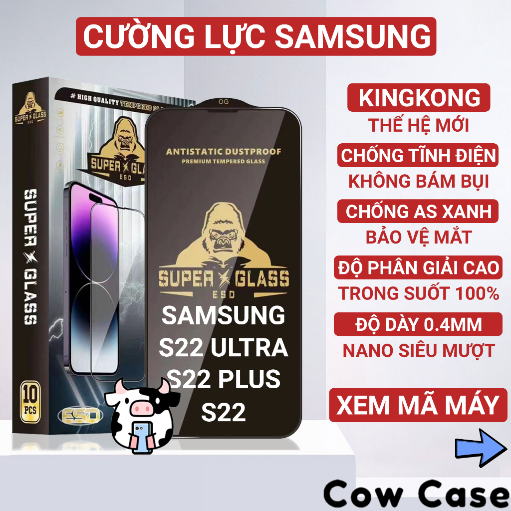Cường lực Samsung S22 Ultra/Plus, S22 5G Kingkong full màn | Miếng dán ...