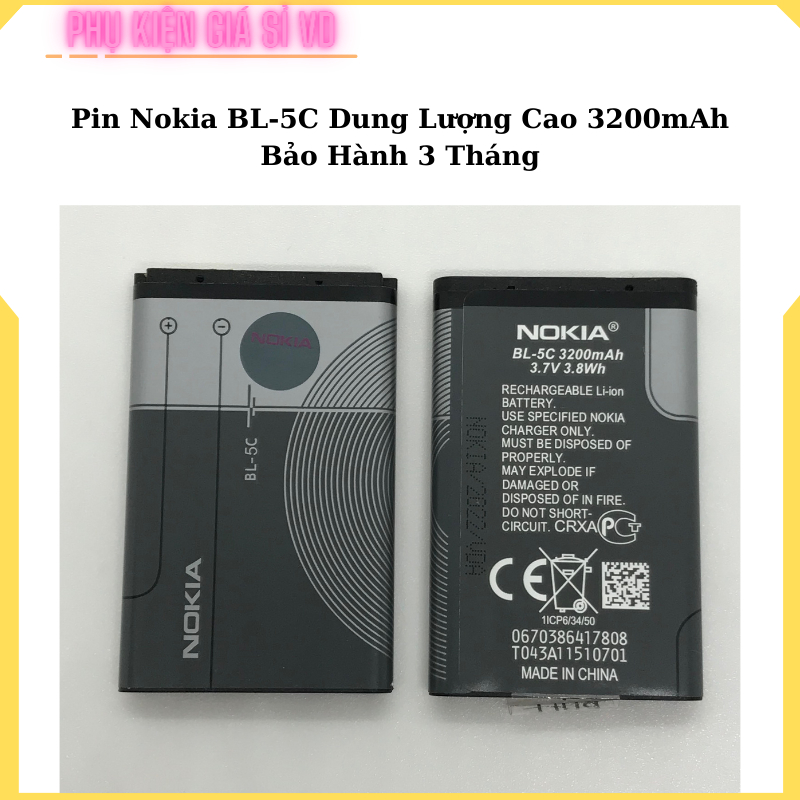 Pin Nokia BL 5C BL 5CB Dung Lượng Cao 3200mAh Bảo Hành 3 Tháng | Shopee ...