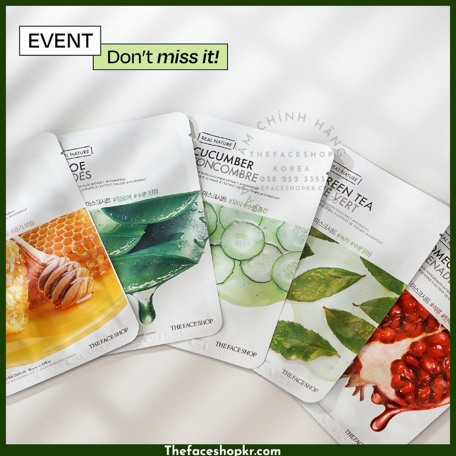 Mặt Nạ Cấp Ẩm Dưỡng Da The Face Shop Real Nature Mask Sheet 20g (Mix ...