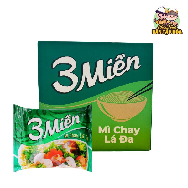 Thùng 30 gói mì CHAY LÁ ĐA 3 Miền 65g | Shopee Việt Nam
