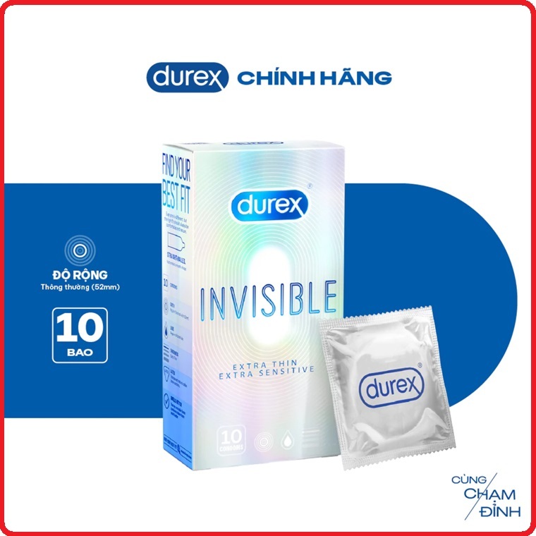 Bao cao su Durex Invisible siêu mỏng size 52mm ( Cam kết đúng chính ...