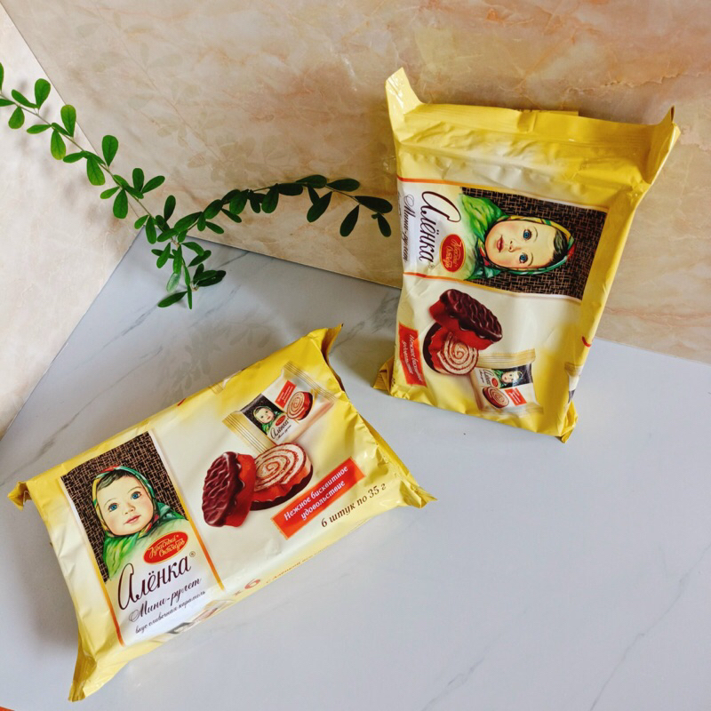 Bánh Nga, Bánh xốp cuộn kem Alenka gói 210g bánh kẹo nga,socola ...