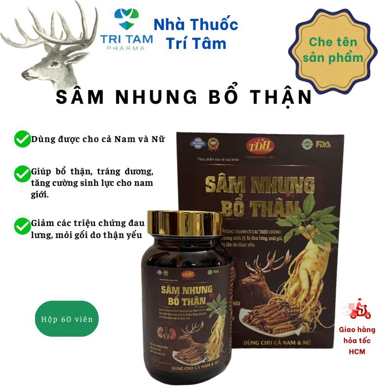 Sâm Nhung Bổ Thận dùng được cho Nam và Nữ (hộp 60v) hỗ trợ các chức ...