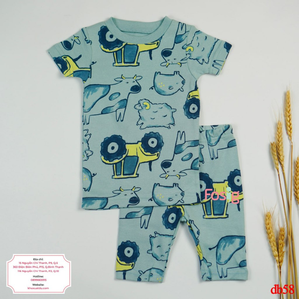 [8-9kg] Set Đồ Bộ Ngắn Bé Trai Carter's DB58 - Xanh Xe Vàng | Shopee ...