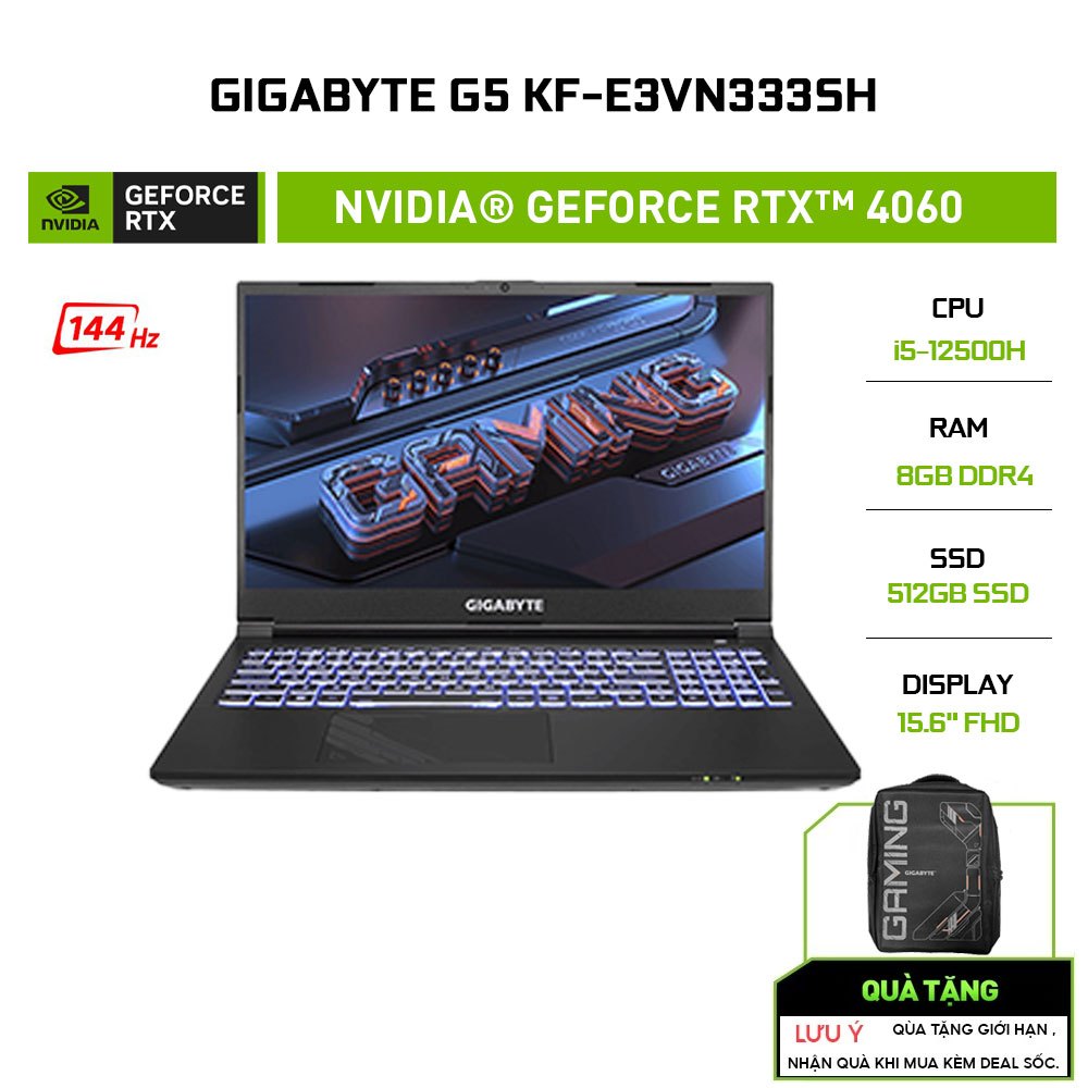 Laptop Gigabyte G5 KF-E3VN333SH (i5-12500H 8G 512G GeForce RTX™ 4060 8G) | Shopee Việt Nam